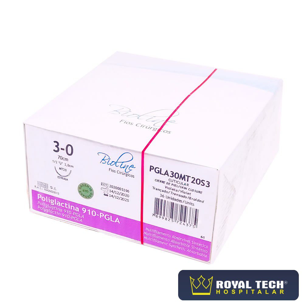 POLIGLACTINA 910 (3-0) 2.0CM - 1/2 CORT - 70CM (BIOLINE) - Royal Tech ...