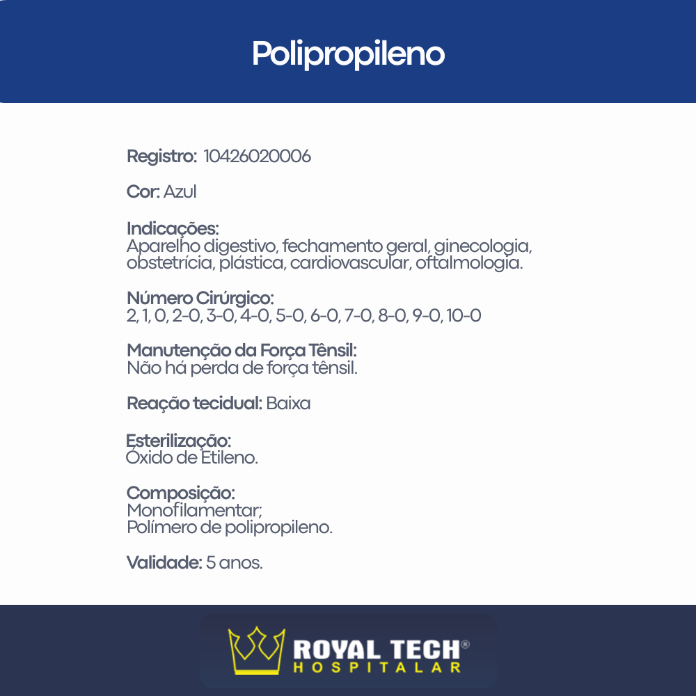 POLIPROPILENO (2) 7.5CM - 3/8 CORT - 50CM - 3UN (BIOLINE) - Royal Tech ...