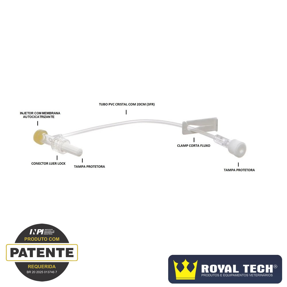 CONECTOR T COM EXTENSOR (3FR) 20CM E CLAMP LL (VETERINÁRIO) 1UN (RTI ...