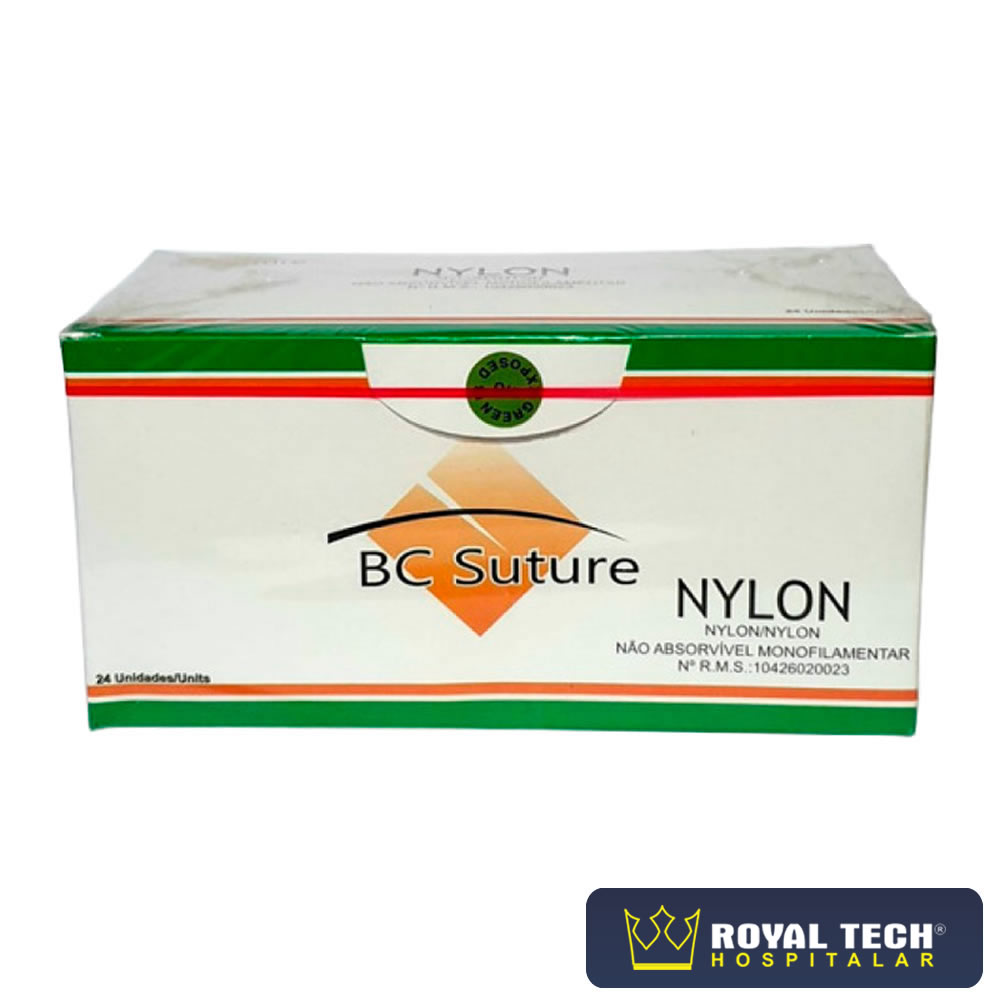 NYLON (6-0) 2.0CM - 3/8 TRG - 45CM (BC SUTURE) - Royal Tech Hospitalar