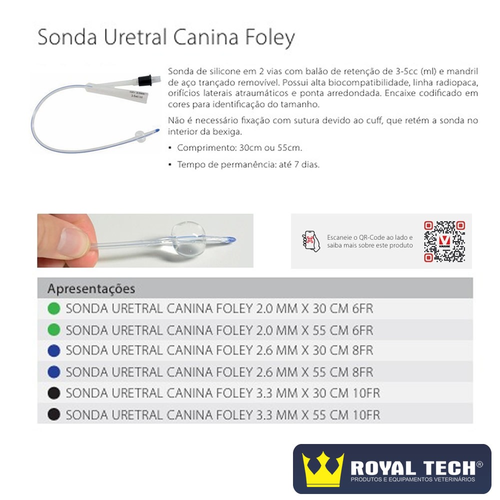 SONDA URETRAL CANINA (8FR) FOLLEY 2 VIAS EM SILICONE 7 DIAS (2.7MMX55CM ...